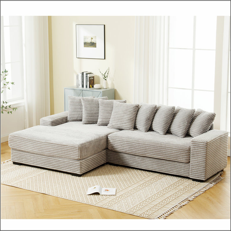 Hokku Designs Oversized Two Piece Couches L Shaped Sofa Corduroy Left Chaise Daybed Wayfair